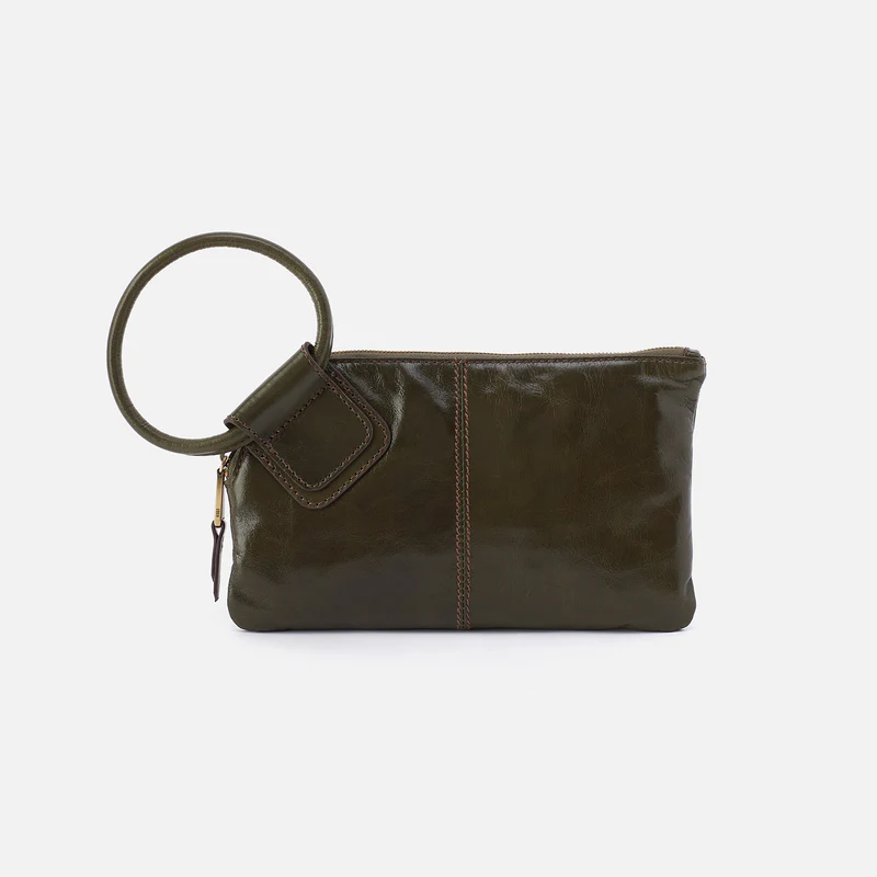 Sable Wristlet Leather Bag Deep Moss – Heart and Home
